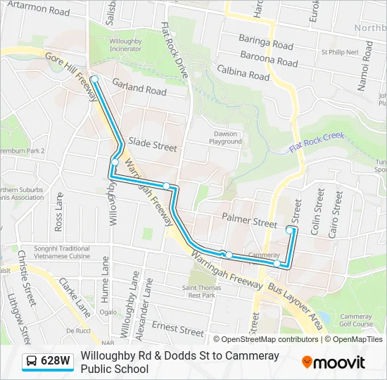 628W Route: Schedules, Stops & Maps - Cammeray Ps-Infants (Updated)