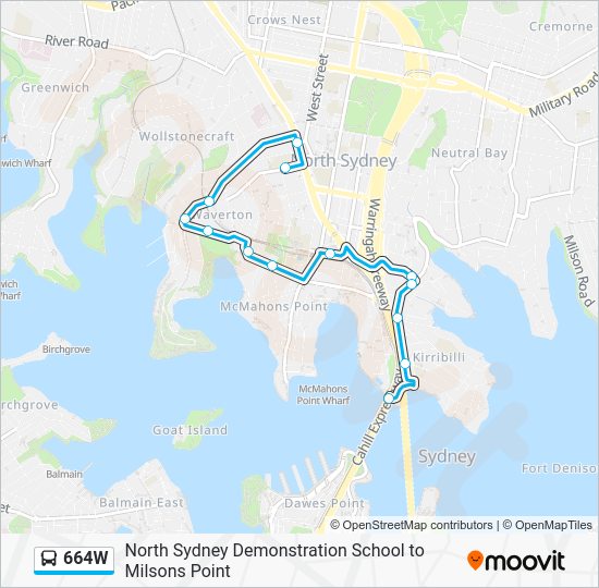 664W Route: Schedules, Stops & Maps - Milsons Point (Updated)