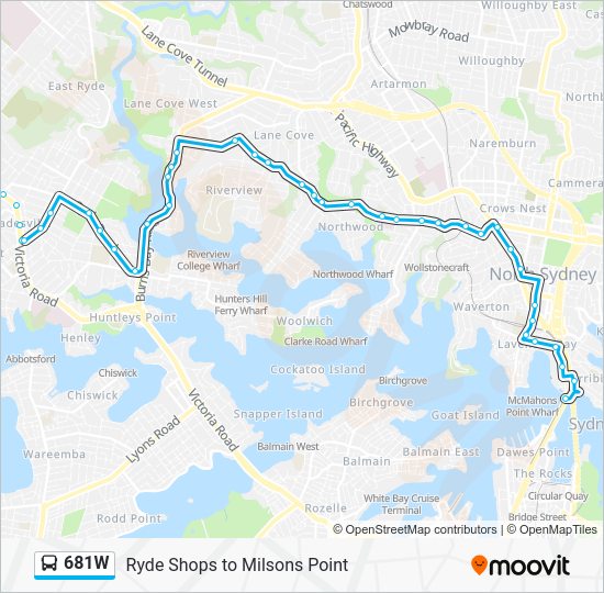 681W Route: Schedules, Stops & Maps - Milsons Point (Updated)