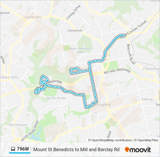 796W Route: Schedules, Stops & Maps - Nth Rocks-Barclay Rd (Updated)