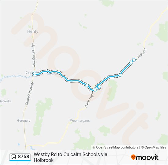 S758 Route: Schedules, Stops & Maps - Culcairn Schools (Updated)