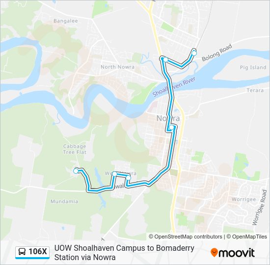 106X Route: Schedules, Stops & Maps - UoW Shoalhaven (Updated)