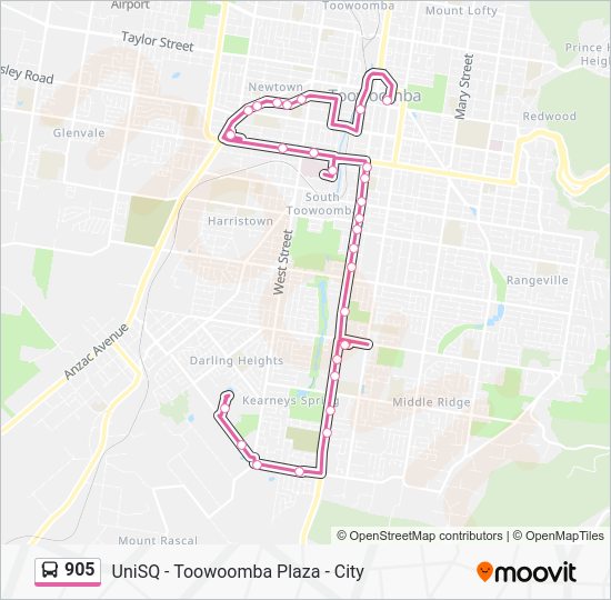 905 Route: Schedules, Stops & Maps - Unisq, Toowoomba (Updated)