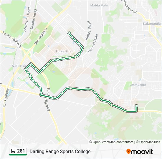 281 Route: Schedules, Stops & Maps - Darling Range Sports College (Updated)
