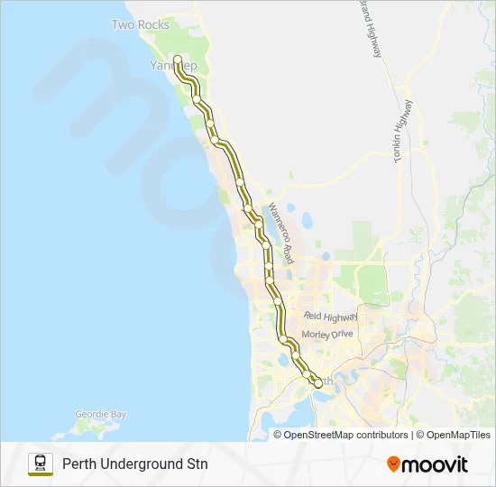 YANCHEP LINE Route: Schedules, Stops & Maps - Perth Underground Stn ...