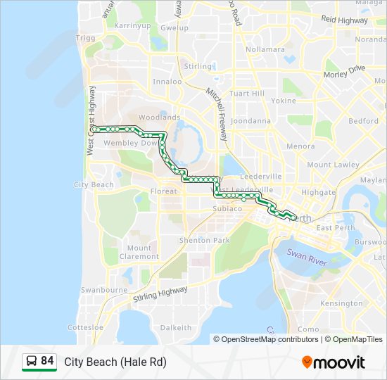 84 Route: Schedules, Stops & Maps - City Beach (Hale Rd) (Updated)