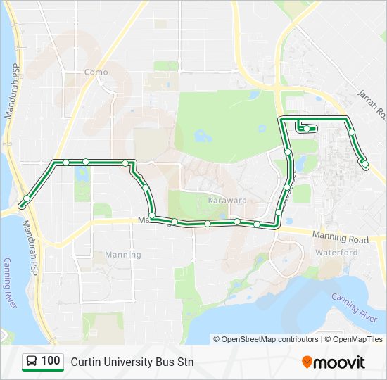 100 Route: Schedules, Stops & Maps - Curtin University Bus Stn (Updated)