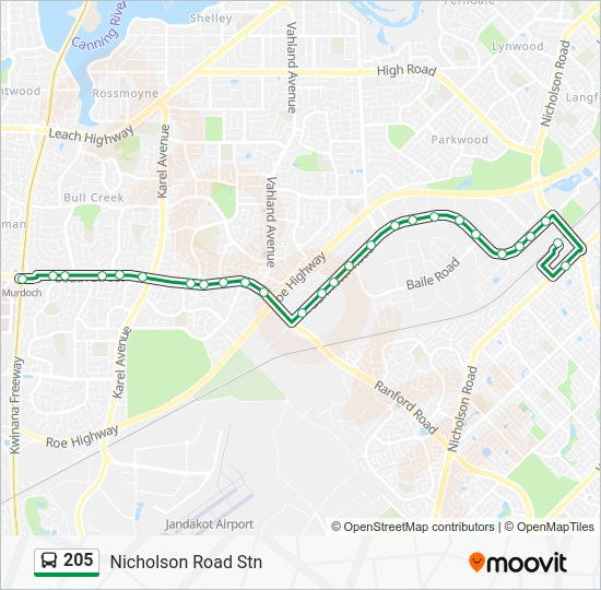 205 Route: Schedules, Stops & Maps - Nicholson Road Stn (Updated)