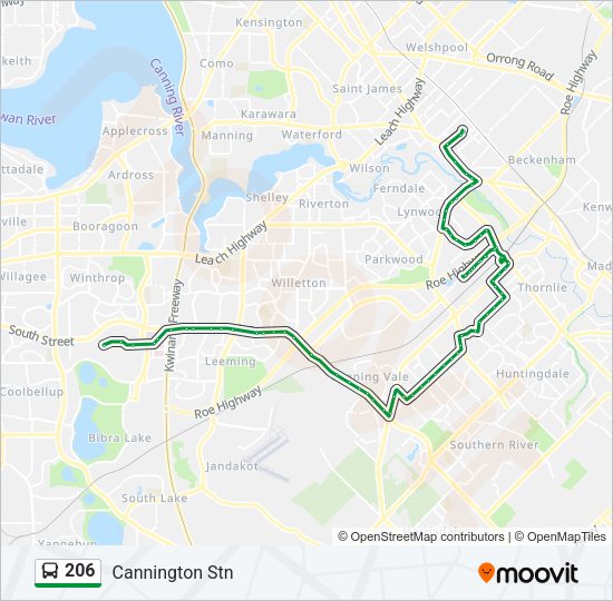 206 Route: Schedules, Stops & Maps - Cannington Stn (Updated)