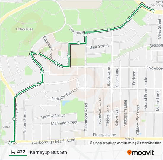 422 Route: Schedules, Stops & Maps - Karrinyup Bus Stn (Updated)