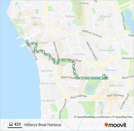 423 Route: Schedules, Stops & Maps - Hillarys Boat Harbour (Updated)