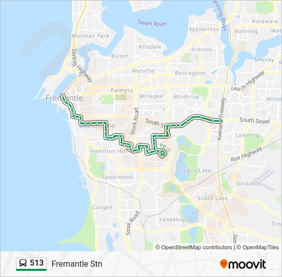 513 Route: Schedules, Stops & Maps - Fremantle Stn (Updated)
