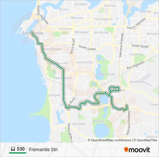 530 Route: Schedules, Stops & Maps - Fremantle Stn (Updated)