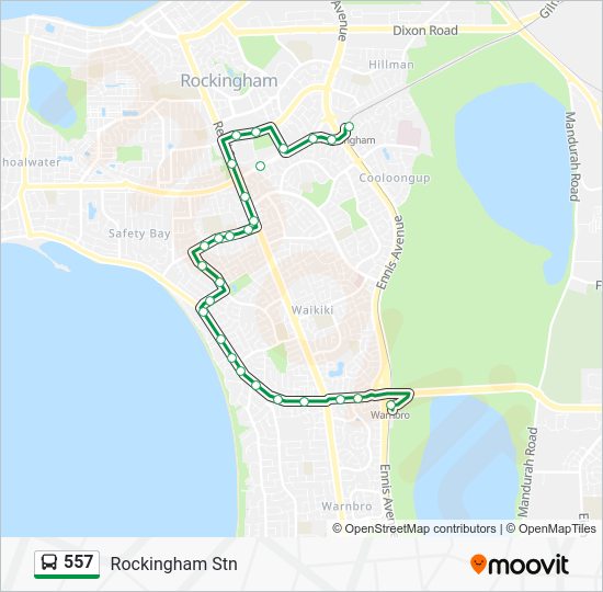 557 Route: Schedules, Stops & Maps - Rockingham Stn (Updated)
