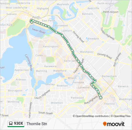 930X Route: Schedules, Stops & Maps - Thornlie Stn (Updated)