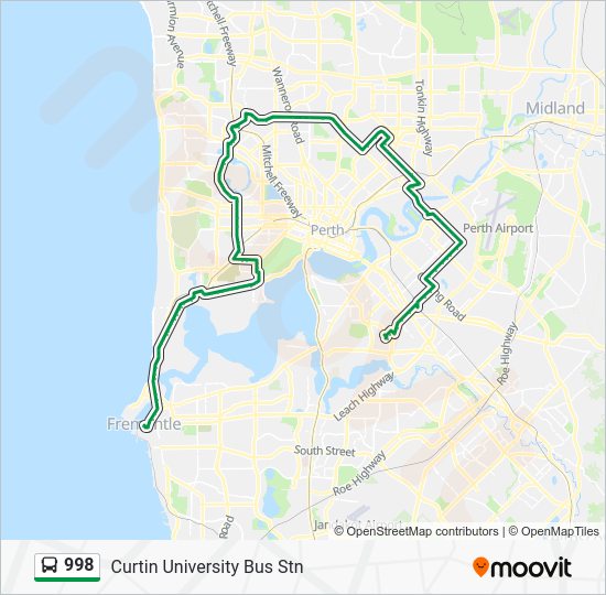 998 Route: Schedules, Stops & Maps - Curtin University Bus Stn (Updated)