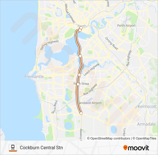 mandurah line Route: Schedules, Stops & Maps - Cockburn Central Stn ...