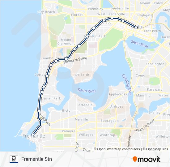 FREMANTLE LINE Route: Schedules, Stops & Maps - Fremantle Stn (Updated)
