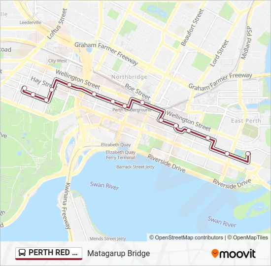 PERTH RED CAT Route: Schedules, Stops & Maps - Matagarup Bridge (Updated)