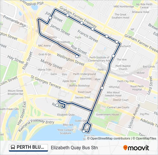 PERTH BLUE CAT Route: Schedules, Stops & Maps - Elizabeth Quay Bus Stn ...