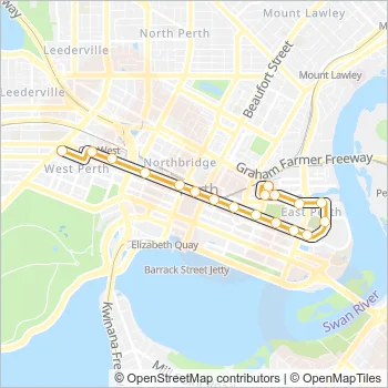 PERTH YELLOW CAT Route: Schedules, Stops & Maps - Claisebrook Stn (Updated)