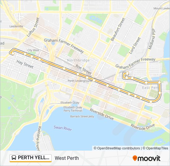 PERTH YELLOW CAT Route: Schedules, Stops & Maps - West Perth (Updated)