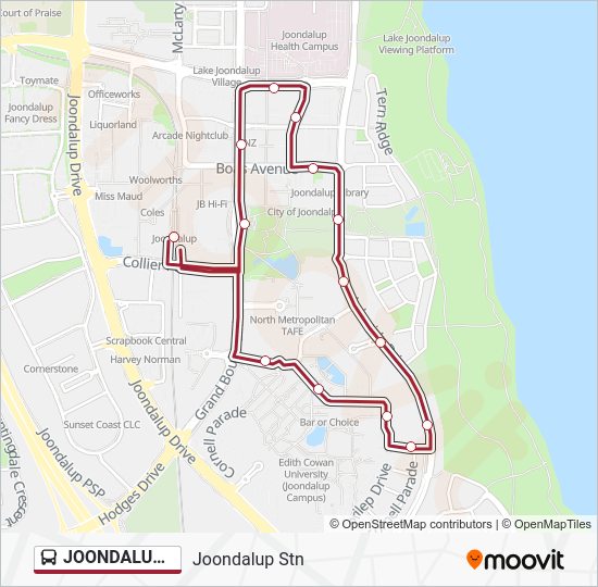 JOONDALUP RED CAT Route: Schedules, Stops & Maps - Joondalup Stn (Updated)