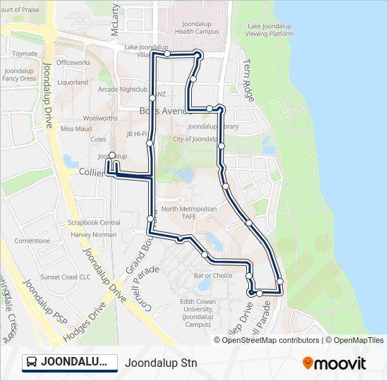 JOONDALUP BLUE CAT Route: Schedules, Stops & Maps - Joondalup Stn (Updated)