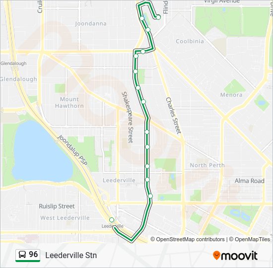 96 Route: Schedules, Stops & Maps - Leederville Stn (Updated)