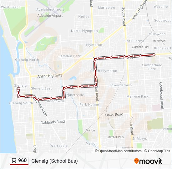 960 Route: Schedules, Stops & Maps - Glenelg (School Bus) (Updated)