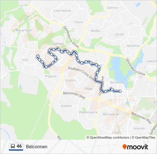46 Route: Schedules, Stops & Maps - Belconnen (Updated)