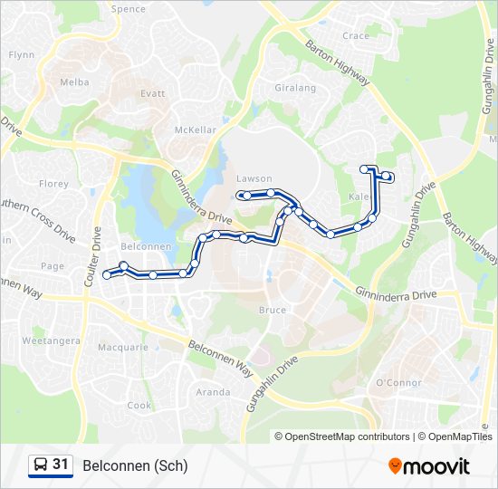 31 Route: Schedules, Stops & Maps - Belconnen (Sch) (Updated)