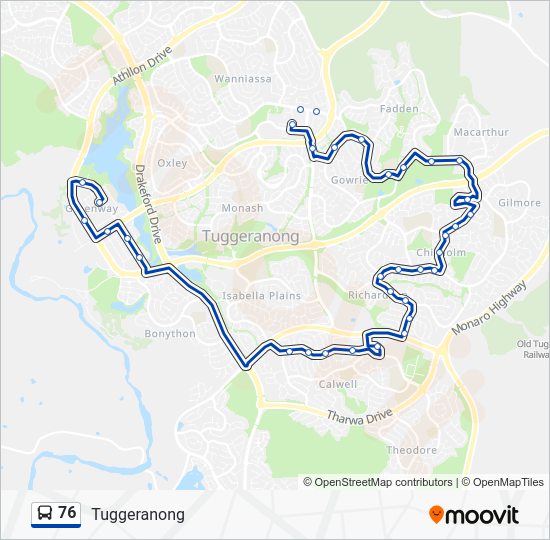 76 Route: Schedules, Stops & Maps - Tuggeranong (Updated)