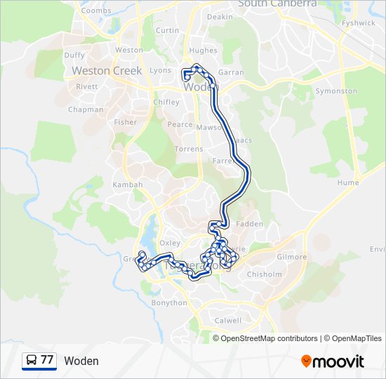 77 Route: Schedules, Stops & Maps - Woden (Updated)