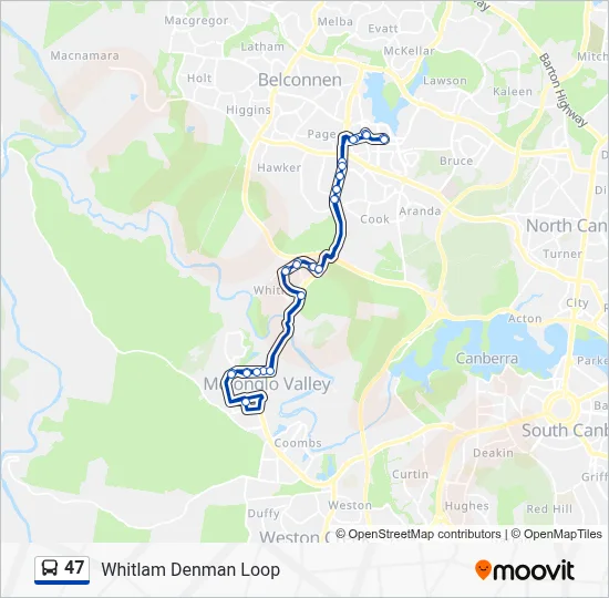 47 Route: Schedules, Stops & Maps - Whitlam Denman Loop (Updated)