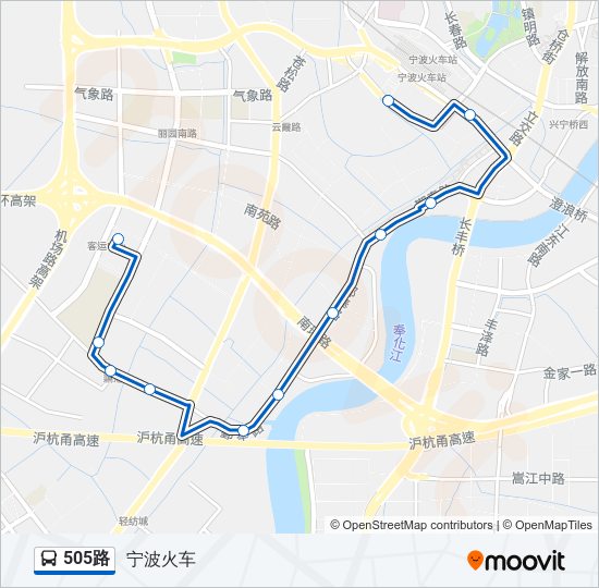 505路路线：日程，站点和地图-宁波火车 （更新）