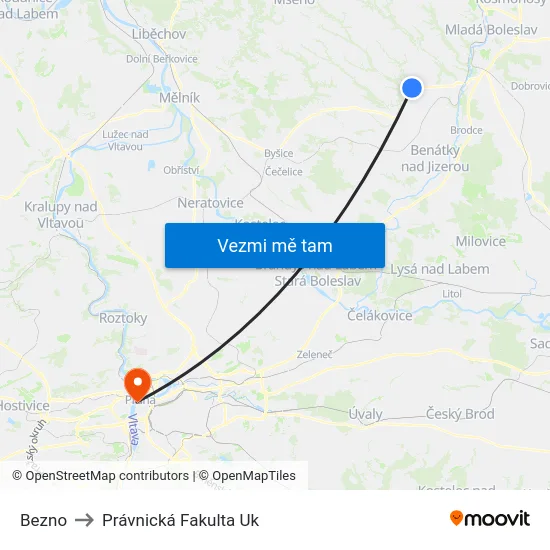 Bezno do Právnická Fakulta Uk hromadnou dopravou