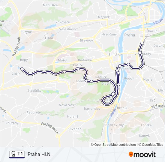 t1 Route: Schedules, Stops & Maps - Praha Hl.N. (Updated)