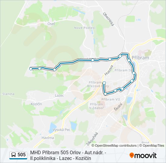 505 Route: Schedules, Stops & Maps - Příbram,Březové Hory,Domov Seniorů ...