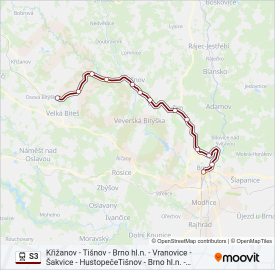 s3 Route: Schedules, Stops & Maps - Vlkov U Tišnova (Updated)