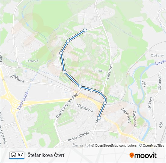 57 Route: Schedules, Stops & Maps - Štefánikova Čtvrť (Updated)