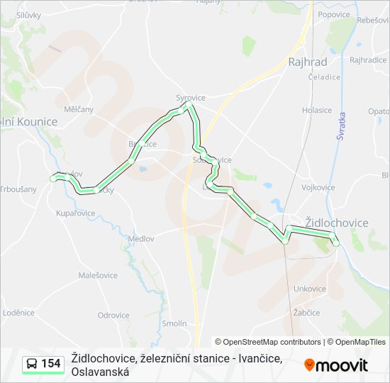 154 Route: Schedules, Stops & Maps - Pravlov, Kulturní Dům (Updated)