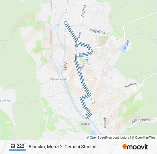 222 Route: Schedules, Stops & Maps - Blansko, Metra 2, Čerpací Stanice ...