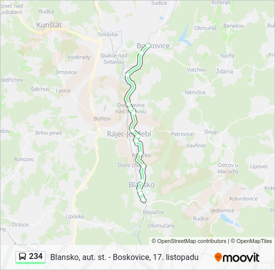 234 Route: Schedules, Stops & Maps - Boskovice, Aut.St. (Updated)
