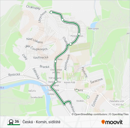 36 Route: Schedules, Stops & Maps - Hlavní (Updated)