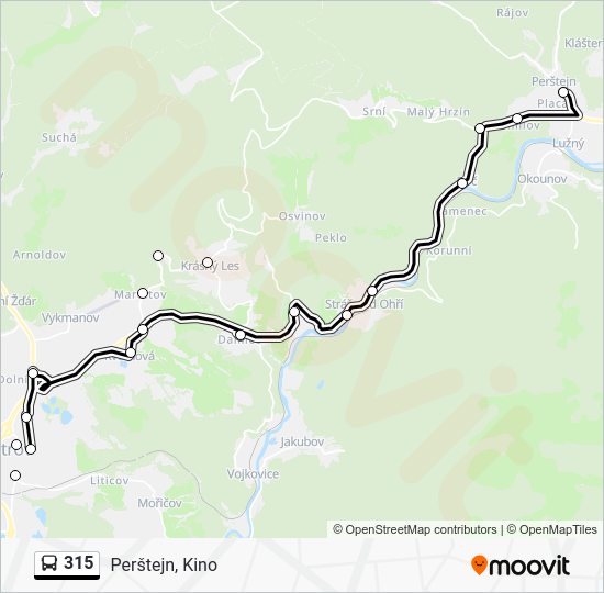 315 Route: Schedules, Stops & Maps - Perštejn, Kino (Updated)