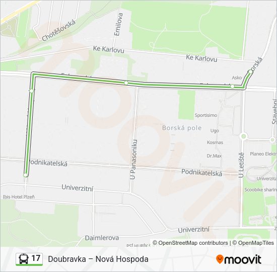 17 Route: Schedules, Stops & Maps - Plzeň, Borská Pole (Updated)