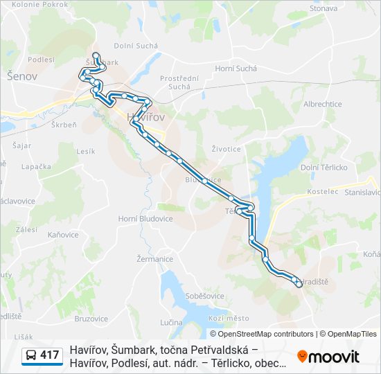 417 Route: Schedules, Stops & Maps - Těrlicko, Hradiště, U Stonávky ...