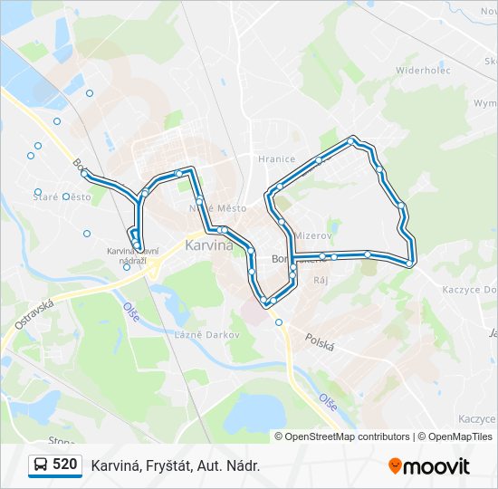 520 Route: Schedules, Stops & Maps - Karviná, Fryštát, Aut. Nádr. (Updated)