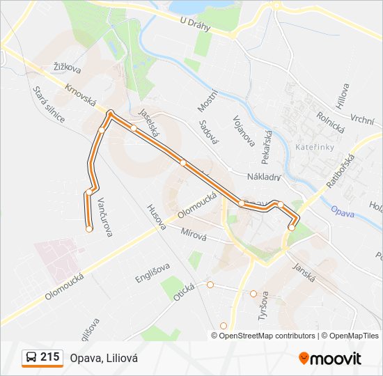 215 Route: Schedules, Stops & Maps - Opava, Liliová (Updated)